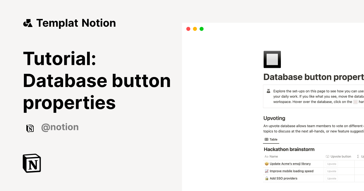 Tutorial: Database button properties Templat oleh Notion | Notion Marketplace