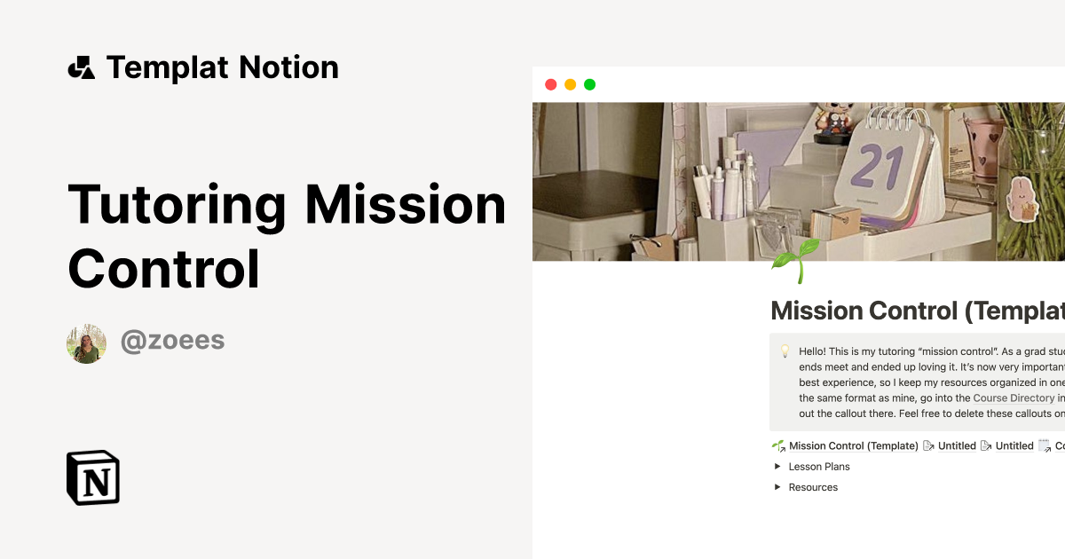 Templat Tutoring Mission Control | Notion Marketplace