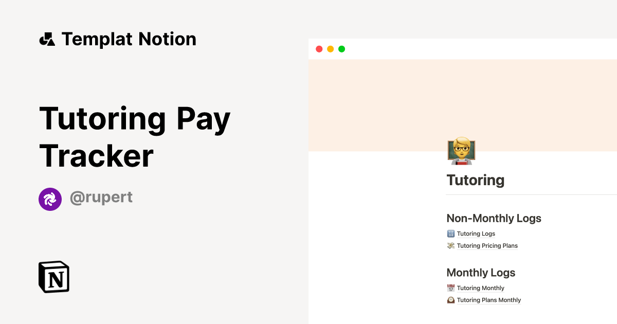 Tutoring Pay Tracker Templat oleh Rupert Lowe | Notion Marketplace