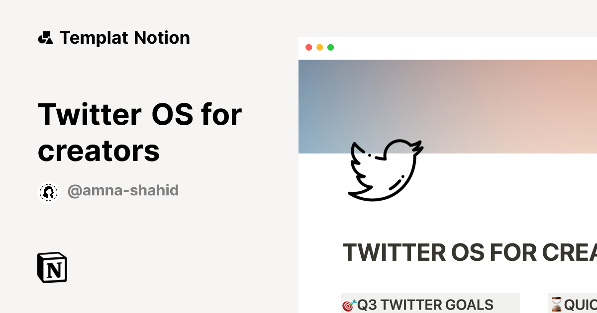 Templat Twitter OS for creators | Notion Marketplace