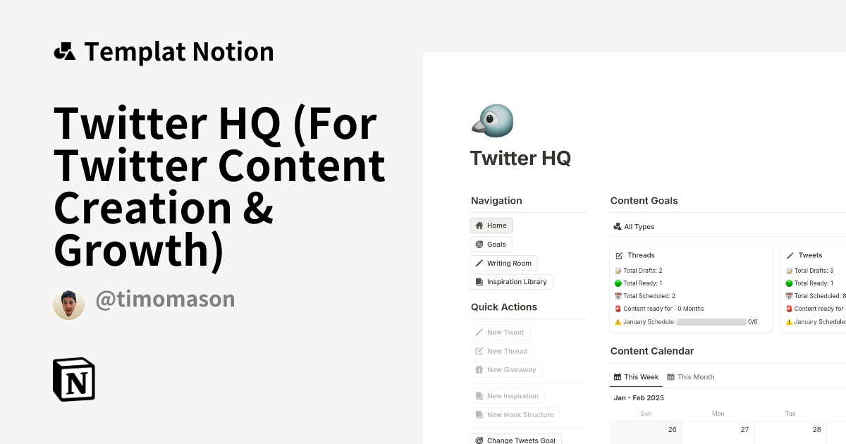 Twitter HQ (For Twitter Content Creation & Growth) Templat oleh Timo ...