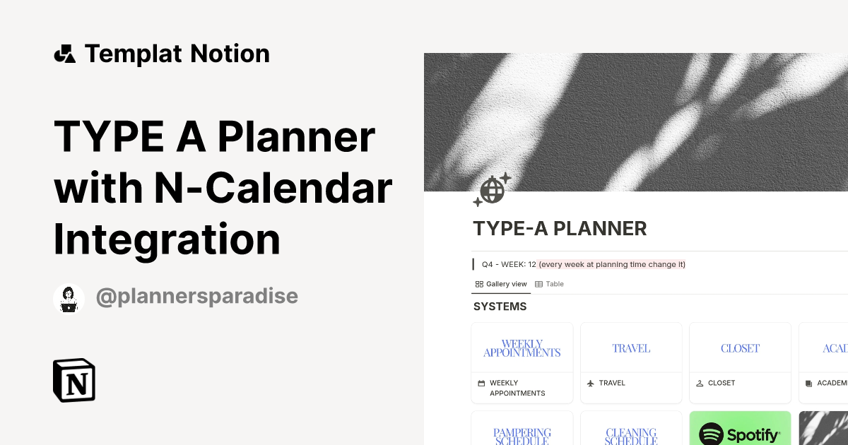 TYPE A Planner with N-Calendar Integration Templat oleh Planner's ...