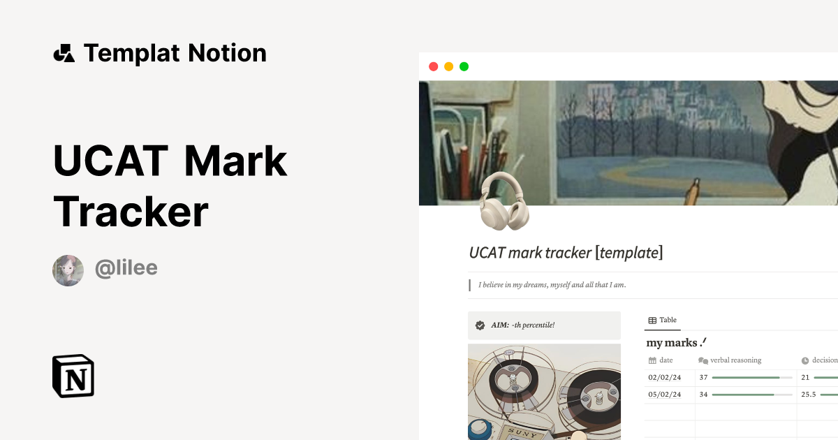 Templat UCAT Mark Tracker | Notion Marketplace