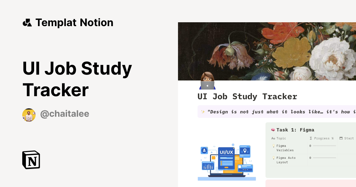 Templat UI Job Study Tracker | Notion Marketplace