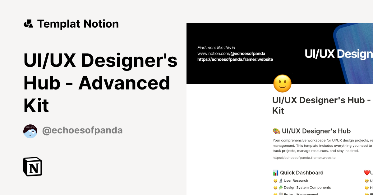 Templat UI/UX Designer's Hub - Advanced Kit | Notion Marketplace