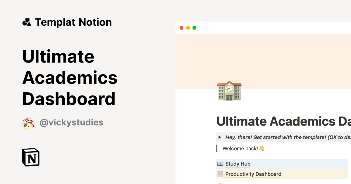 Ultimate Academics Dashboard Templat oleh VickyStudies | Notion Marketplace