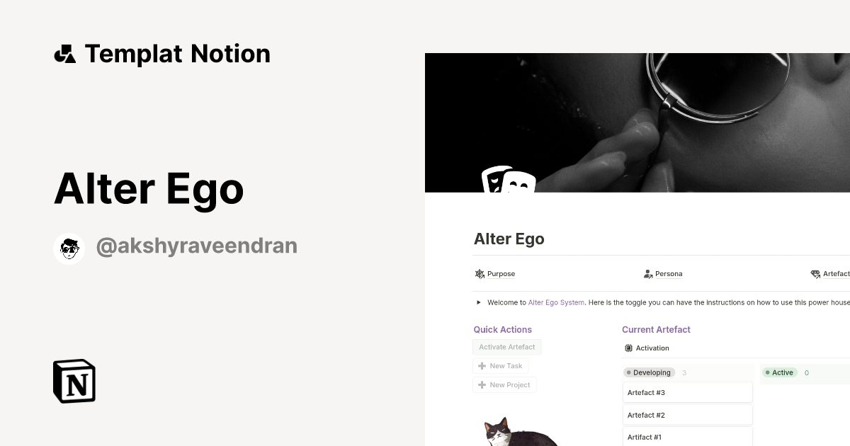 Alter Ego Templat oleh Akshay Raveendran | Notion Marketplace