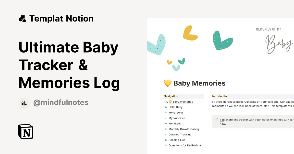 Templat Ultimate Baby Tracker & Memories Log | Notion Marketplace