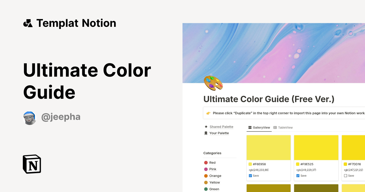Templat Ultimate Color Guide | Notion Marketplace