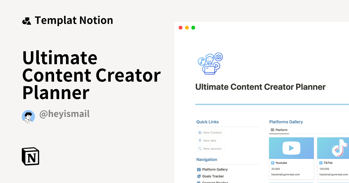 Ultimate Content Creator Planner Templat oleh heyismail | Notion ...