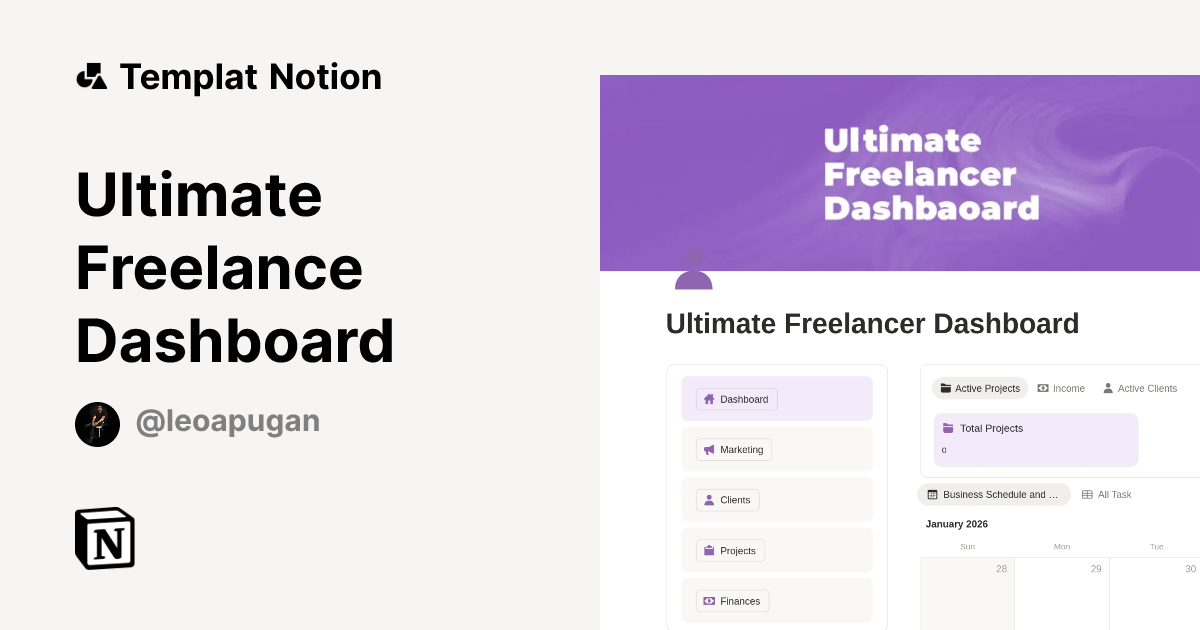 Templat Ultimate Freelance Dashboard | Notion Marketplace