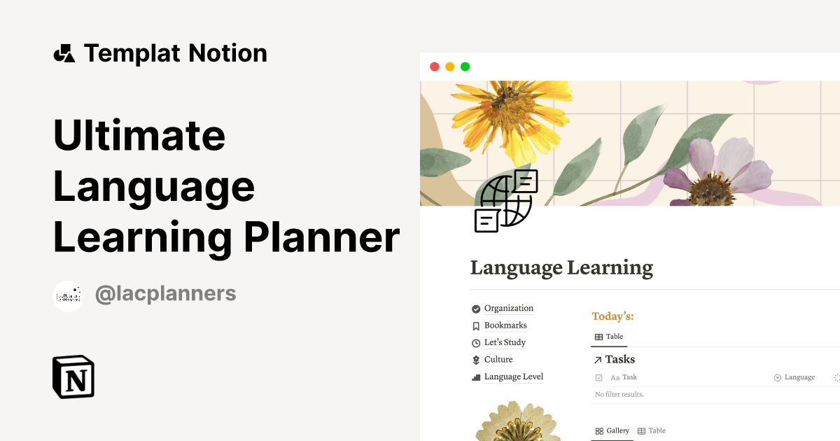 Ultimate Language Learning Planner Templat oleh LacPlanners | Notion ...