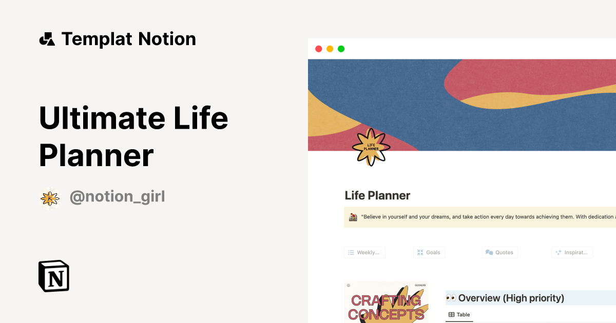 Templat Ultimate Life Planner | Notion Marketplace