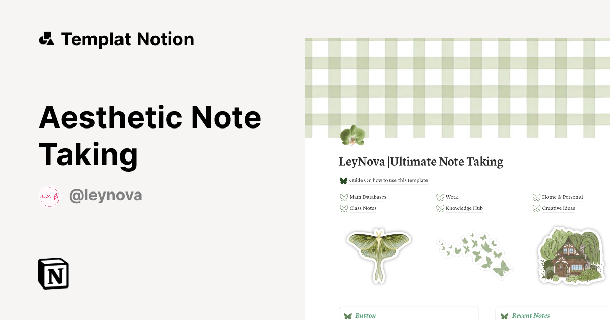 Templat Aesthetic Note Taking | Notion Marketplace