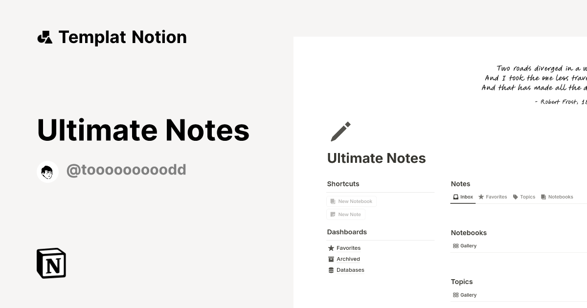 Ultimate Notes Templat oleh Todd | Notion Marketplace