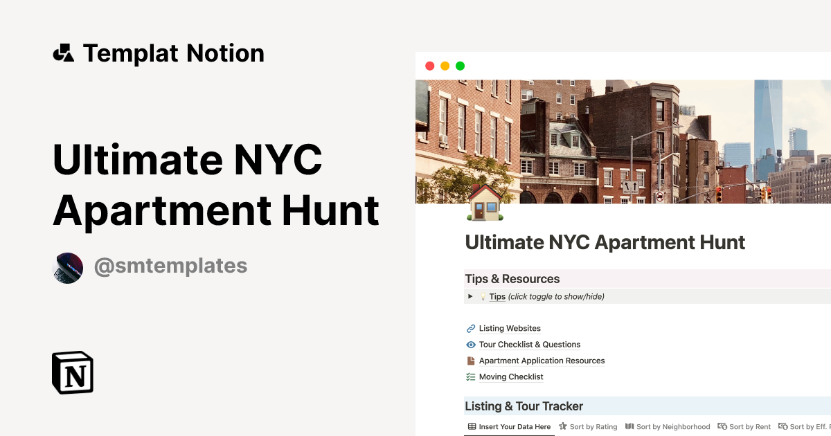 Templat Ultimate NYC Apartment Hunt | Notion Marketplace