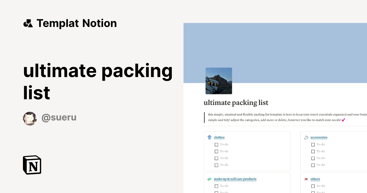 Templat ultimate packing list | Notion Marketplace
