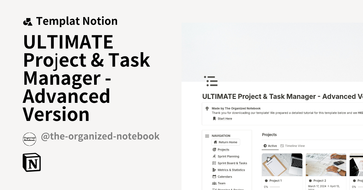 Templat ULTIMATE Project & Task Manager - Advanced Version | Notion Marketplace
