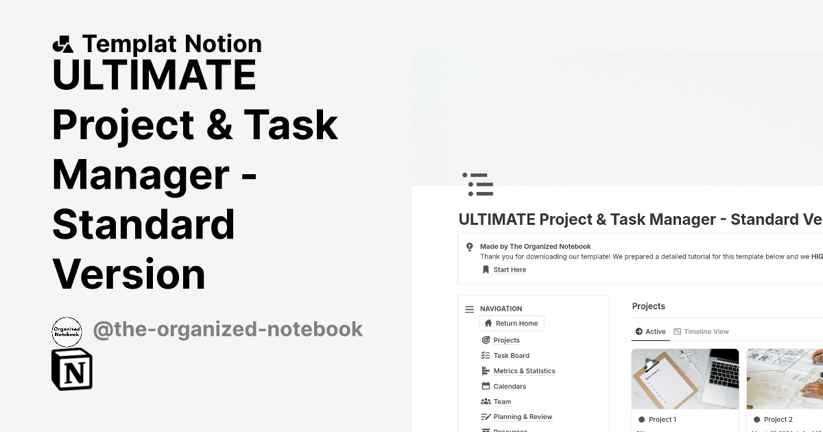 Templat ULTIMATE Project & Task Manager - Standard Version | Notion Marketplace