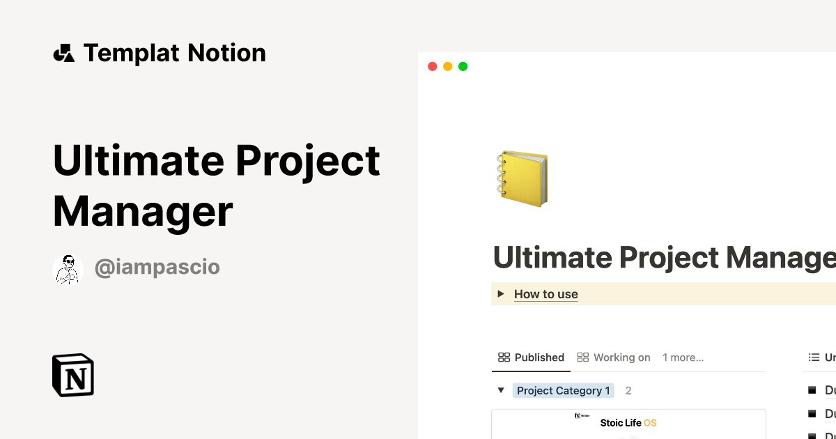 Templat Ultimate Project Manager | Notion Marketplace