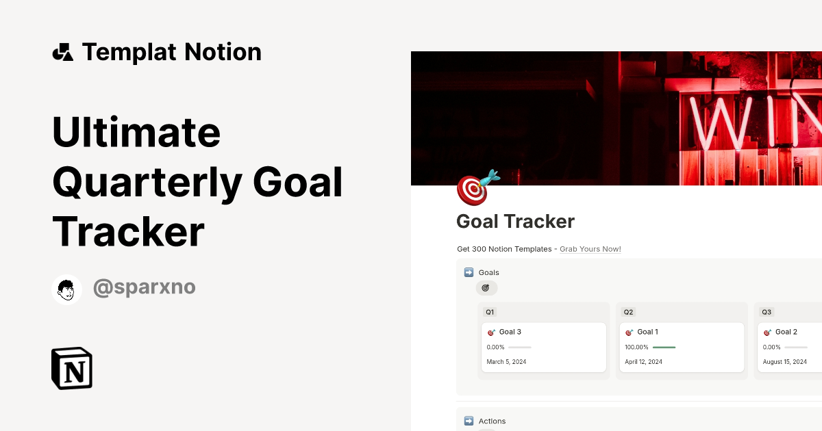 Ultimate Quarterly Goal Tracker Templat oleh Sparxno | Notion Marketplace