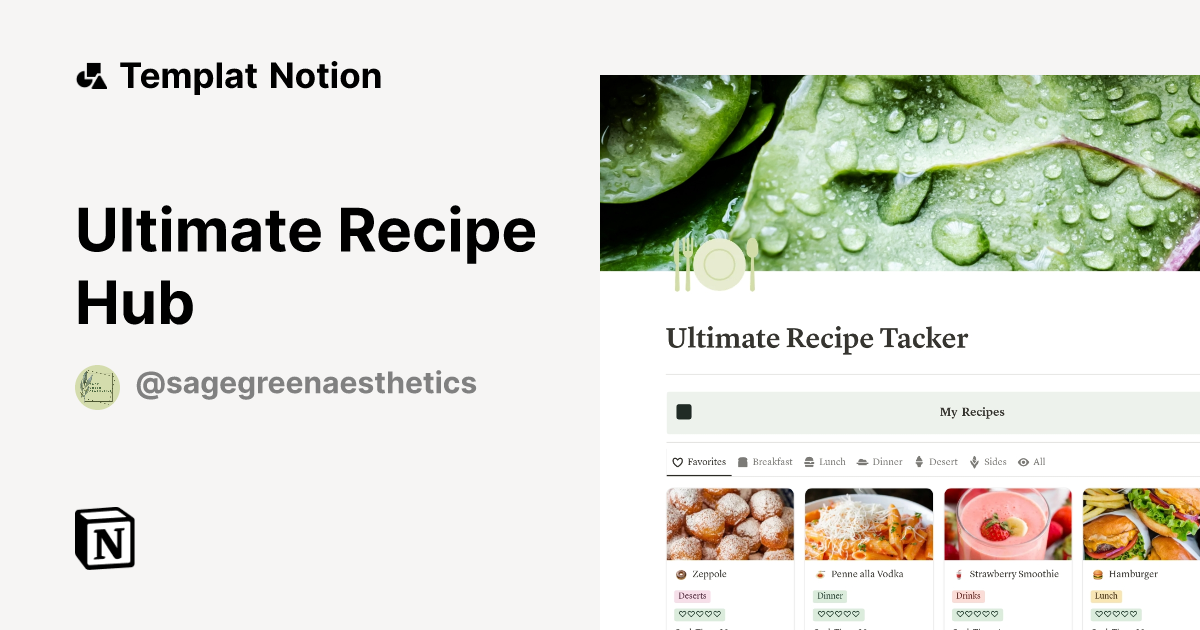 Templat Ultimate Recipe Hub | Notion Marketplace