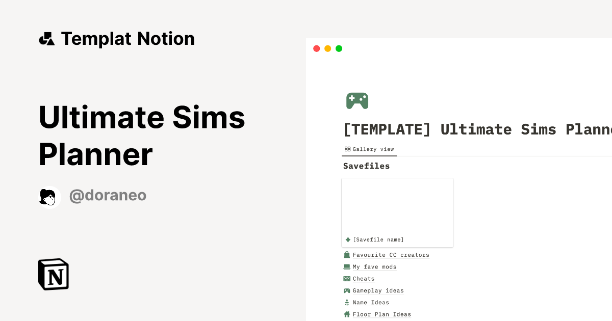 Templat Ultimate Sims Planner | Notion Marketplace