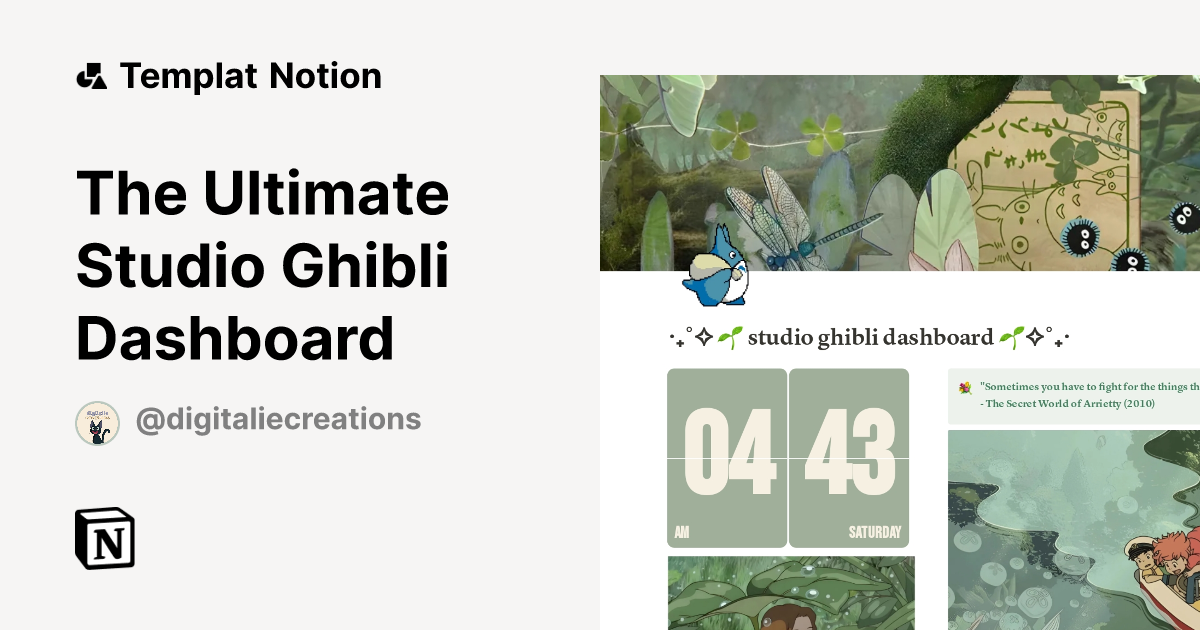 Templat The Ultimate Studio Ghibli Dashboard | Notion Marketplace