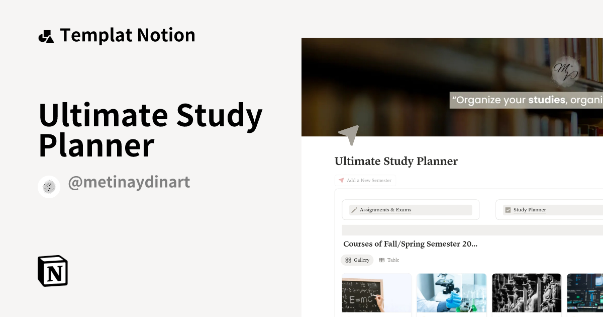 Ultimate Study Planner Templat oleh Metin Aydın | Notion Marketplace