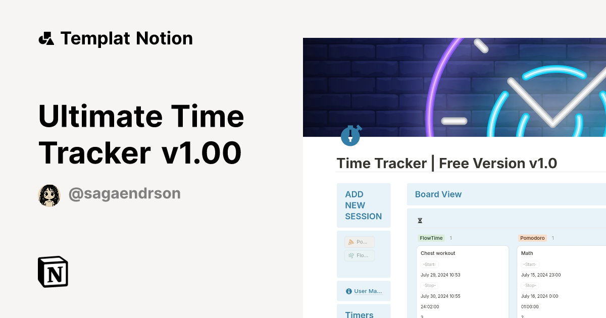 Templat Ultimate Time Tracker v1.00 | Notion Marketplace