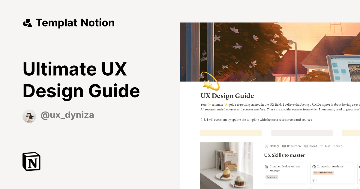 Ultimate UX Design Guide Templat oleh Dyniza | Notion Marketplace