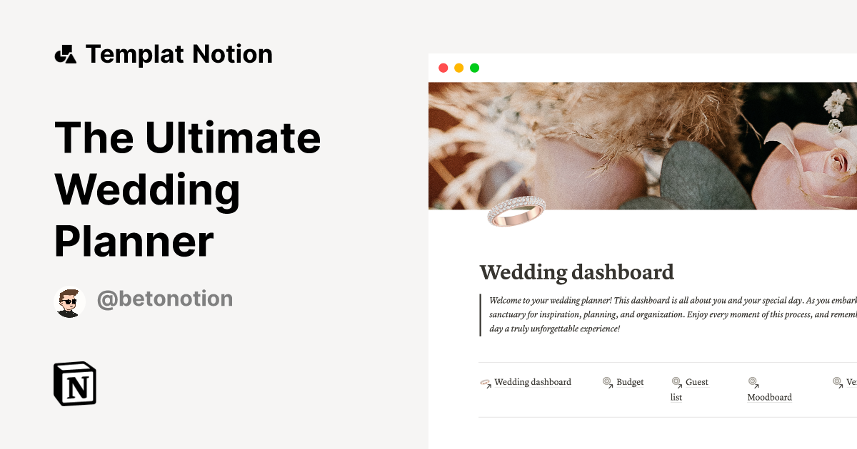 Templat The Ultimate Wedding Planner | Notion Marketplace