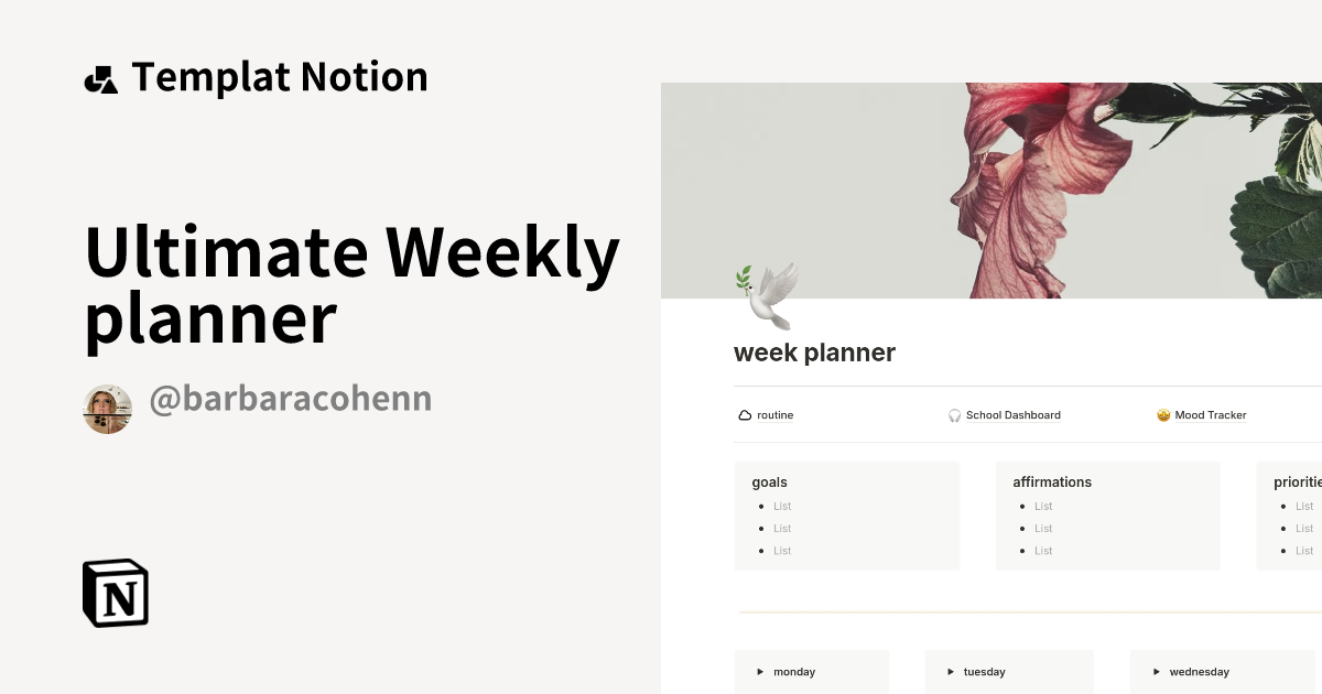 Templat Ultimate Weekly planner | Notion Marketplace