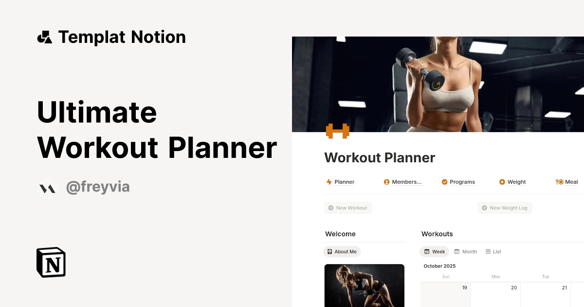 Ultimate Workout Planner Templat oleh Freyvia | Notion Marketplace