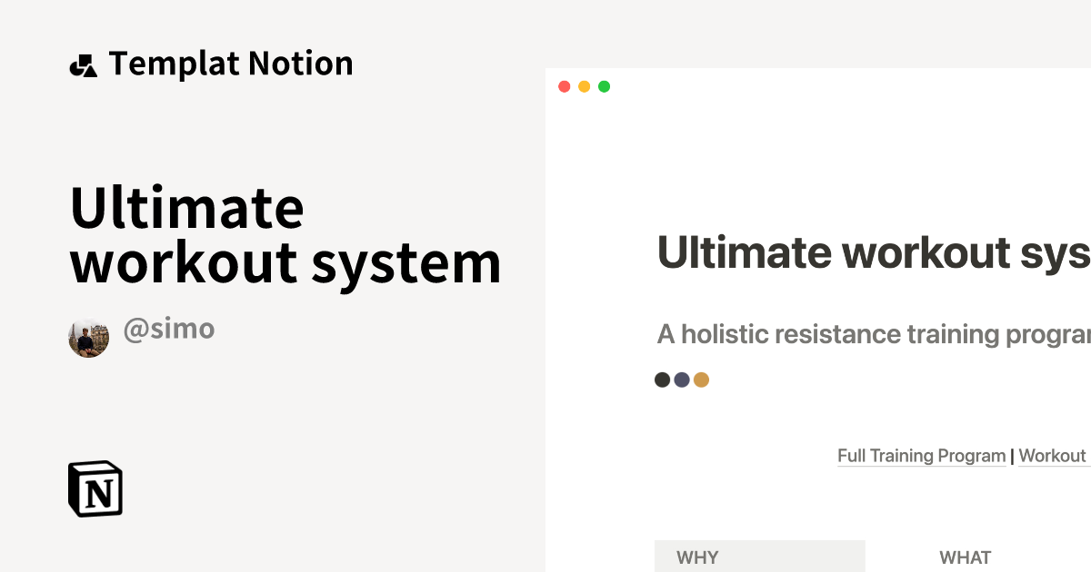 Ultimate workout system Templat oleh Simone Smerilli | Notion Marketplace