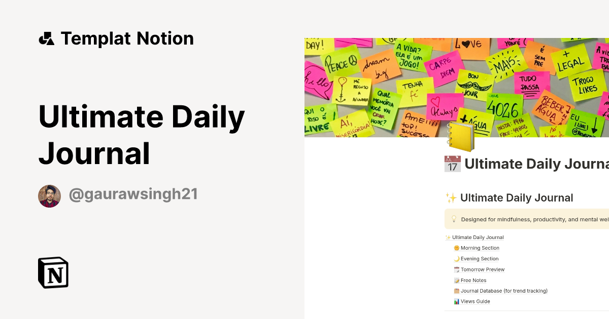 Ultimate Daily Journal Templat oleh CreatorFlow | Notion Marketplace