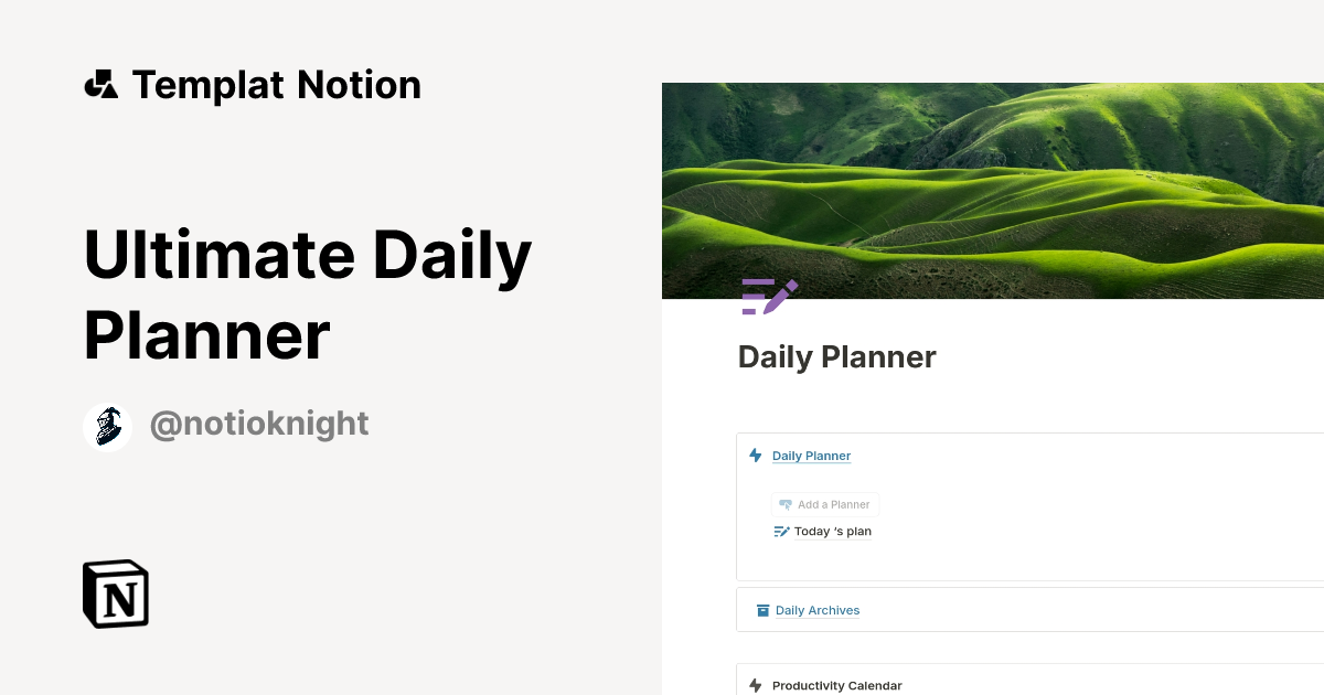 Ultimate Daily Planner Templat oleh notio.Knight | Notion Marketplace