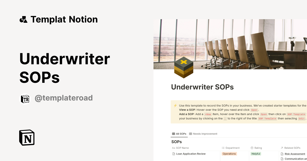 Underwriter SOPs Templat oleh Template Road | Notion Marketplace