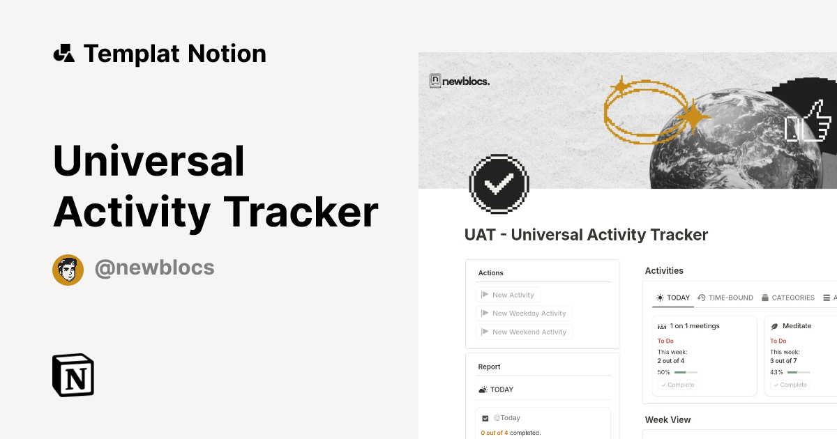 Universal Activity Tracker Templat oleh Newblocs by Ian | Notion ...