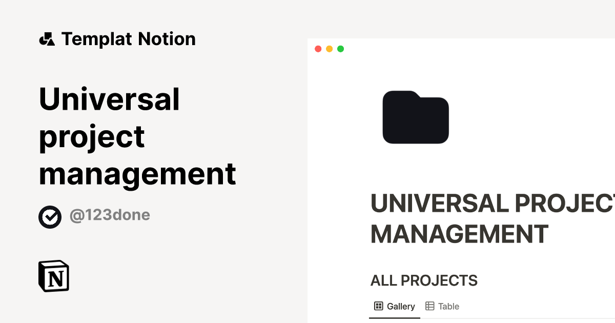 Universal project management Templat oleh 123done | Notion Marketplace