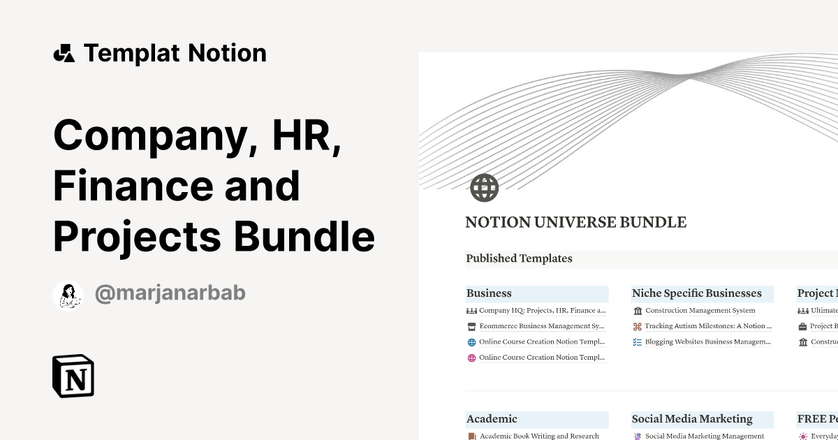 Templat Company, HR, Finance and Projects Bundle | Notion Marketplace