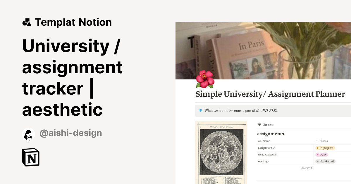 University / assignment tracker | aesthetic Templat oleh Aishi | Notion ...