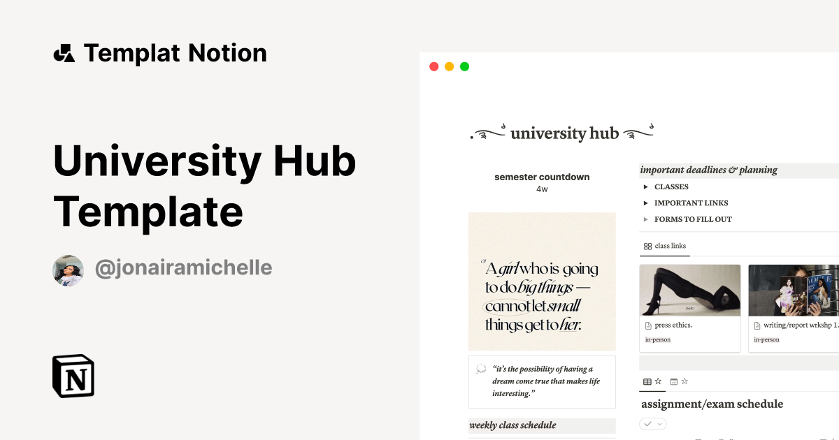 Templat University Hub Template | Notion Marketplace