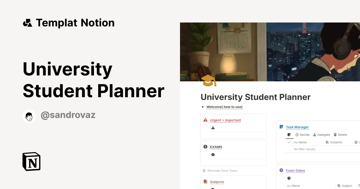 Templat University Student Planner | Notion Marketplace