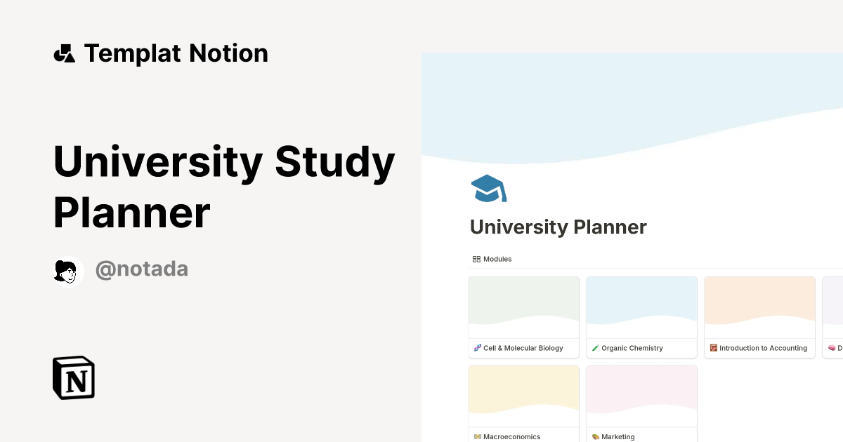 Templat University Study Planner | Notion Marketplace