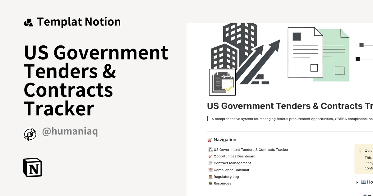 Templat US Government Tenders & Contracts Tracker | Notion Marketplace