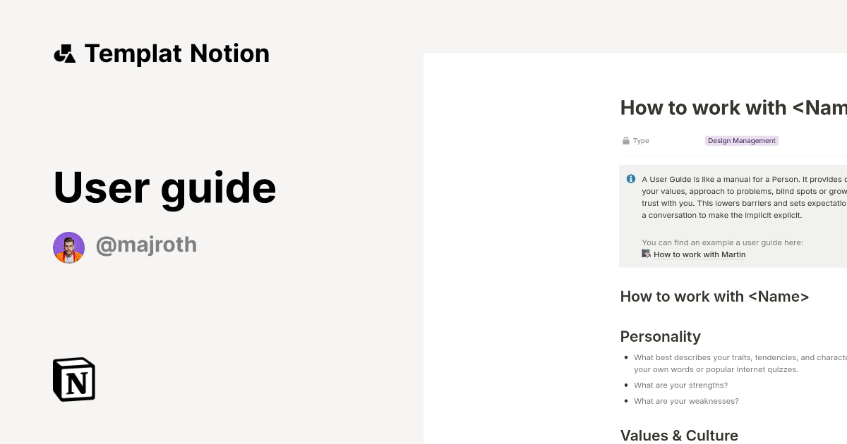 Templat User guide | Notion Marketplace