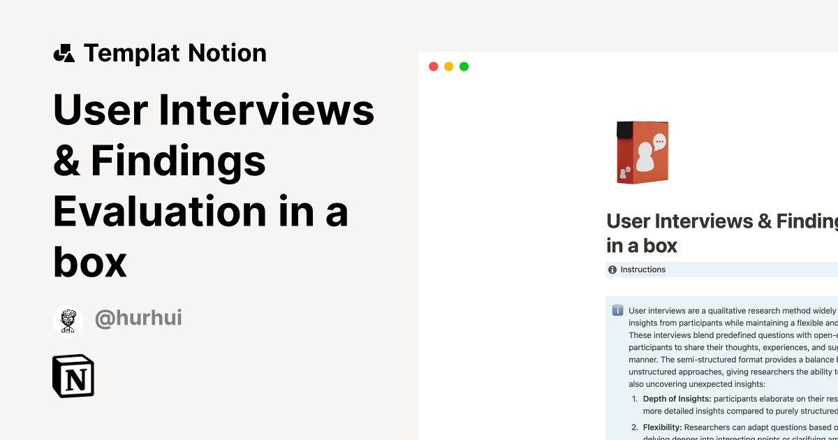 User Interviews & Findings Evaluation in a box Templat oleh Cristian ...