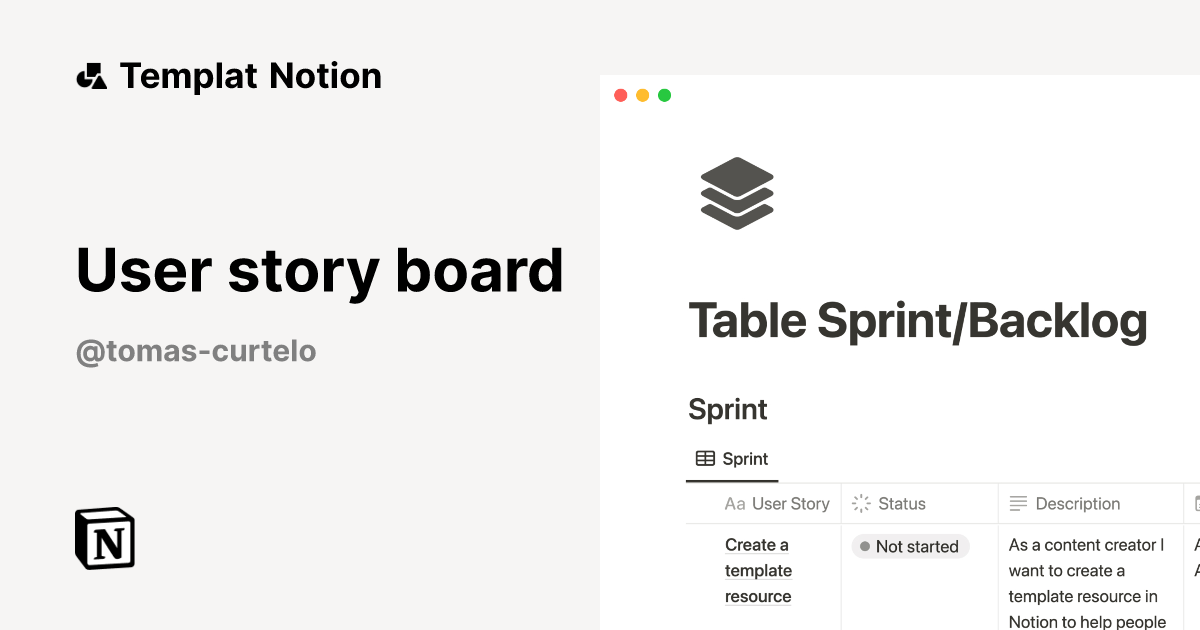 Templat User story board | Notion Marketplace