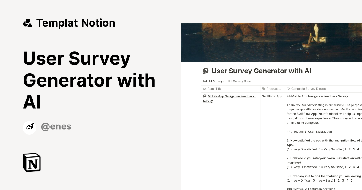 Templat User Survey Generator with AI | Notion Marketplace